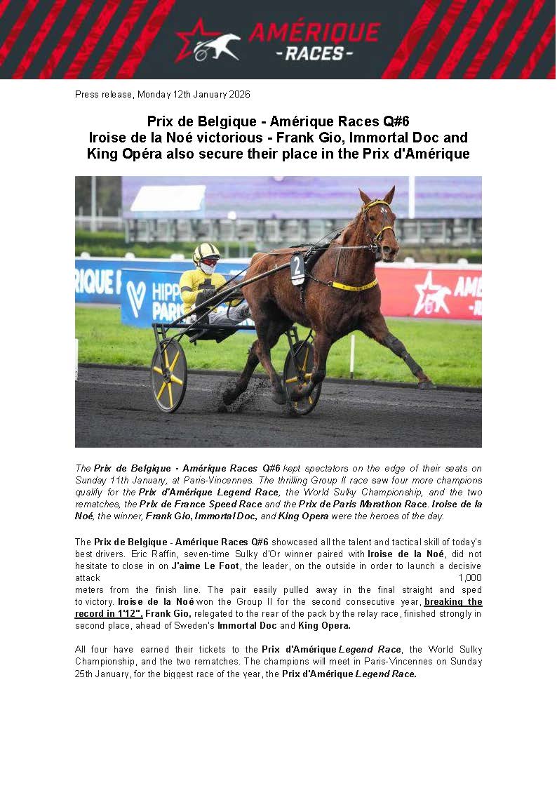 Prix de Belgique - Amérique Races Q#6 : Iroise de la Noe victorious ...